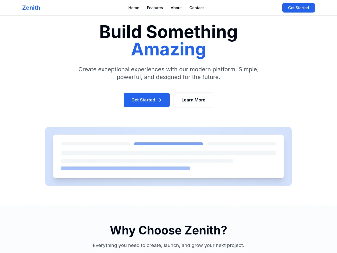 Simple One Page Frontend