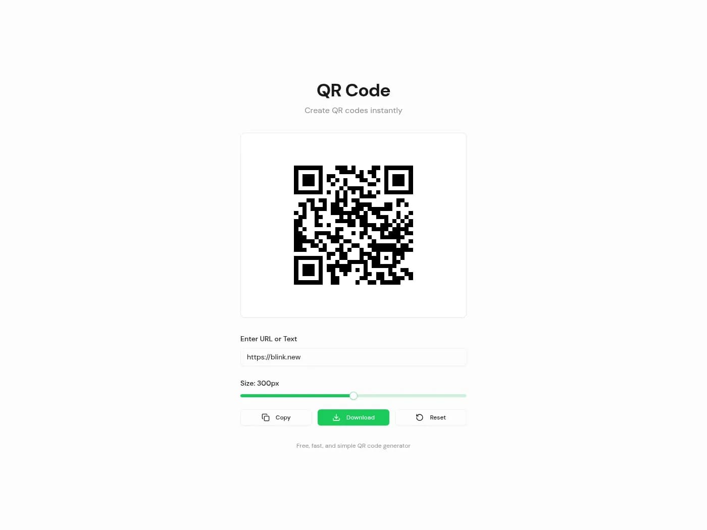 Simple QR Code Fast Generator