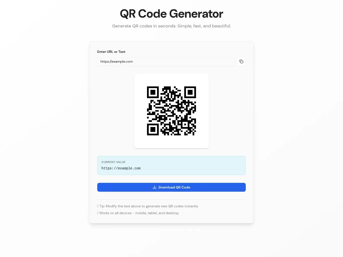 Simple QR Code Generator