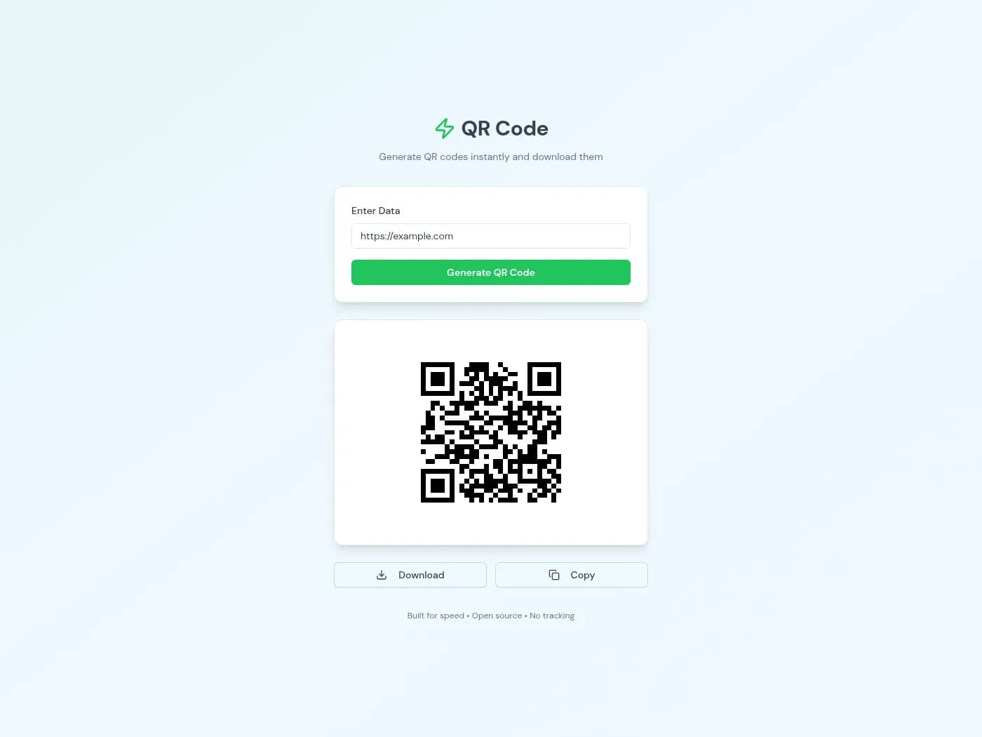 Simple & Fast QR Code Generator