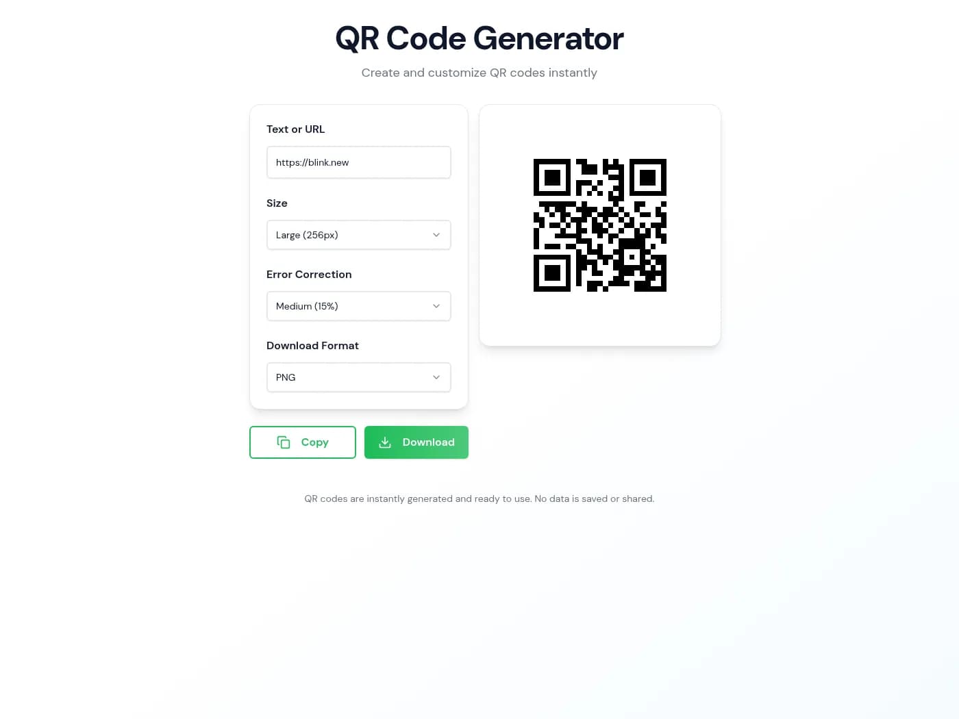 Simple QR Code Fast Generator