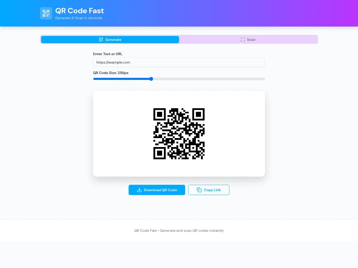 Simple QR Code Generator & Scanner
