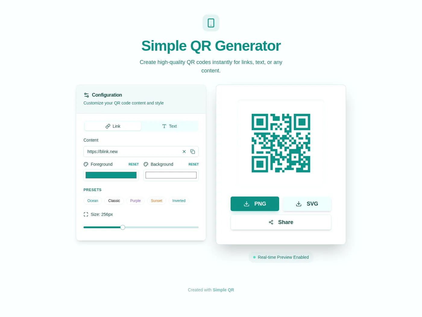 Simple QR Code Generator
