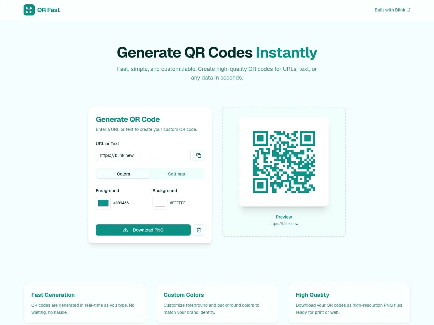 Simple QR Code Fast Generator