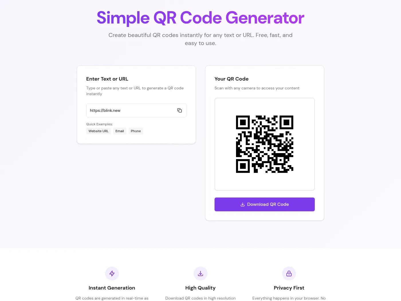 Simple QR Code Generator
