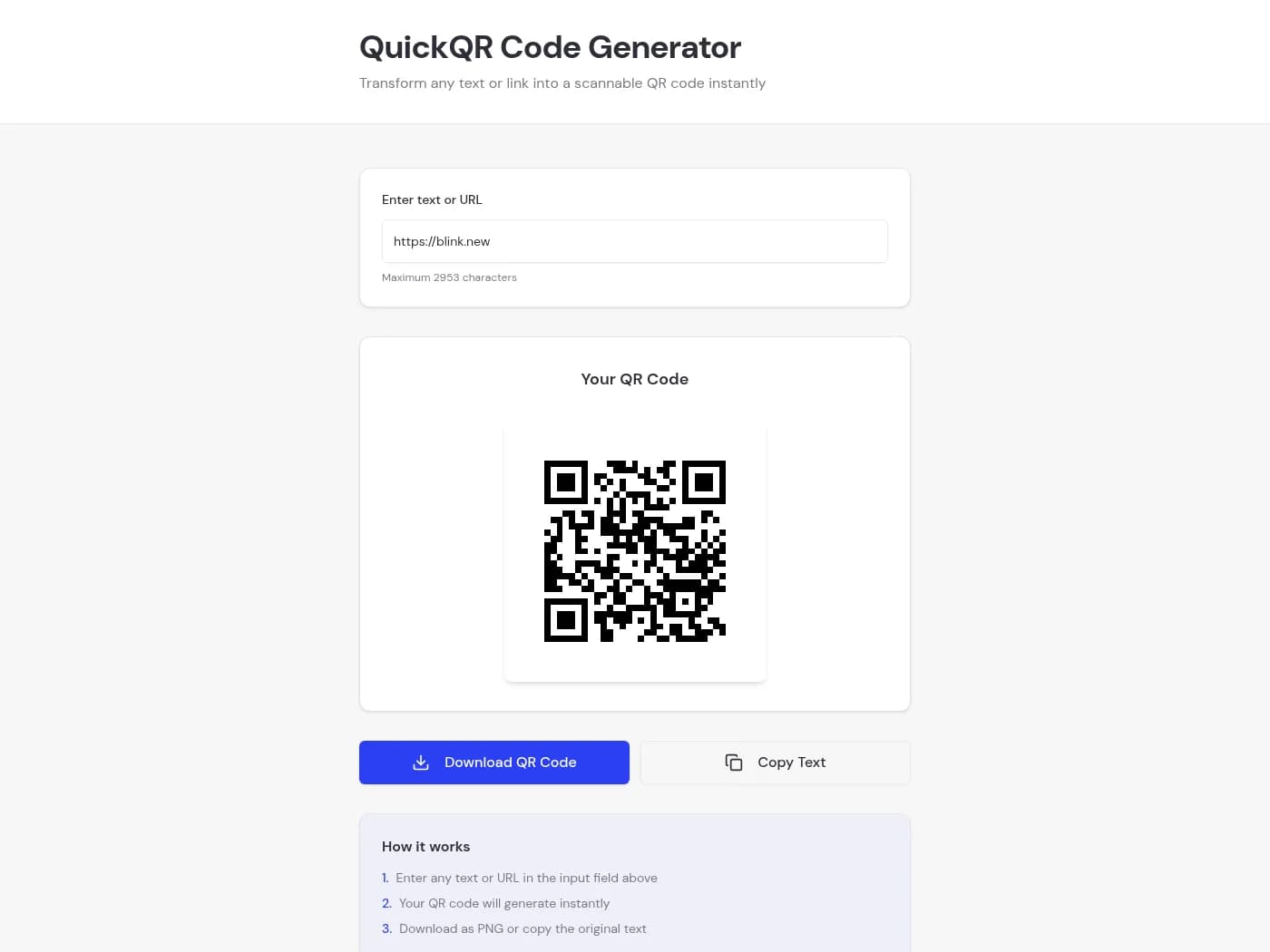 QuickQR Code Generator