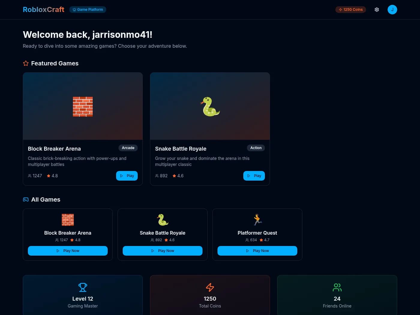 Simple Roblox-Style Game Platform