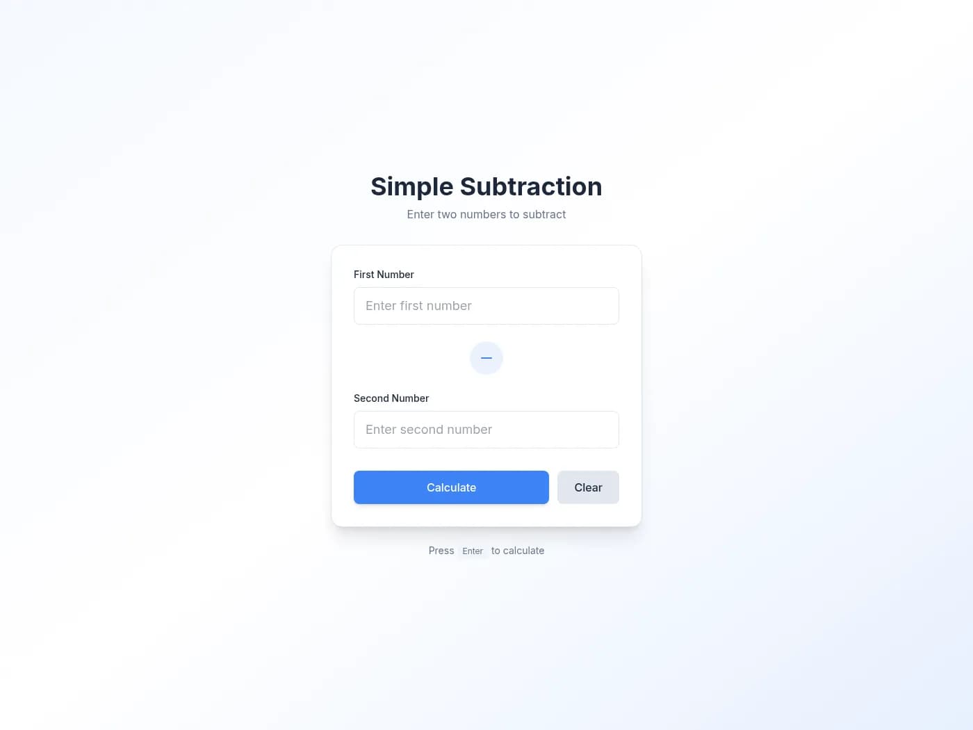 Simple Subtraction Calculator Web App