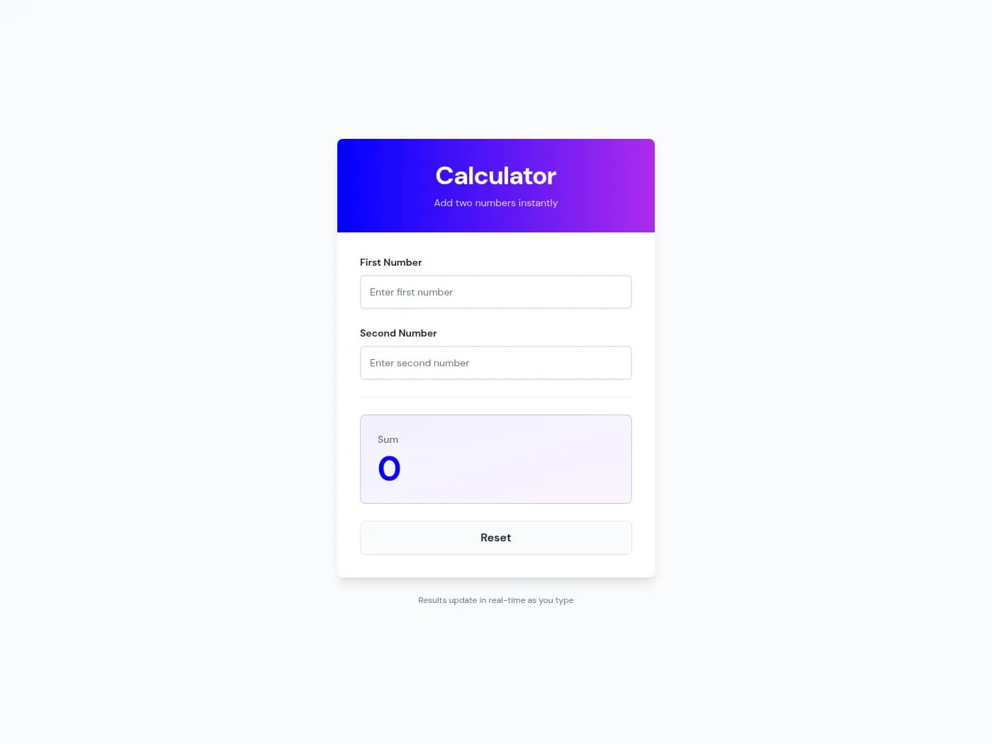 Simple Sum Calculator Web App