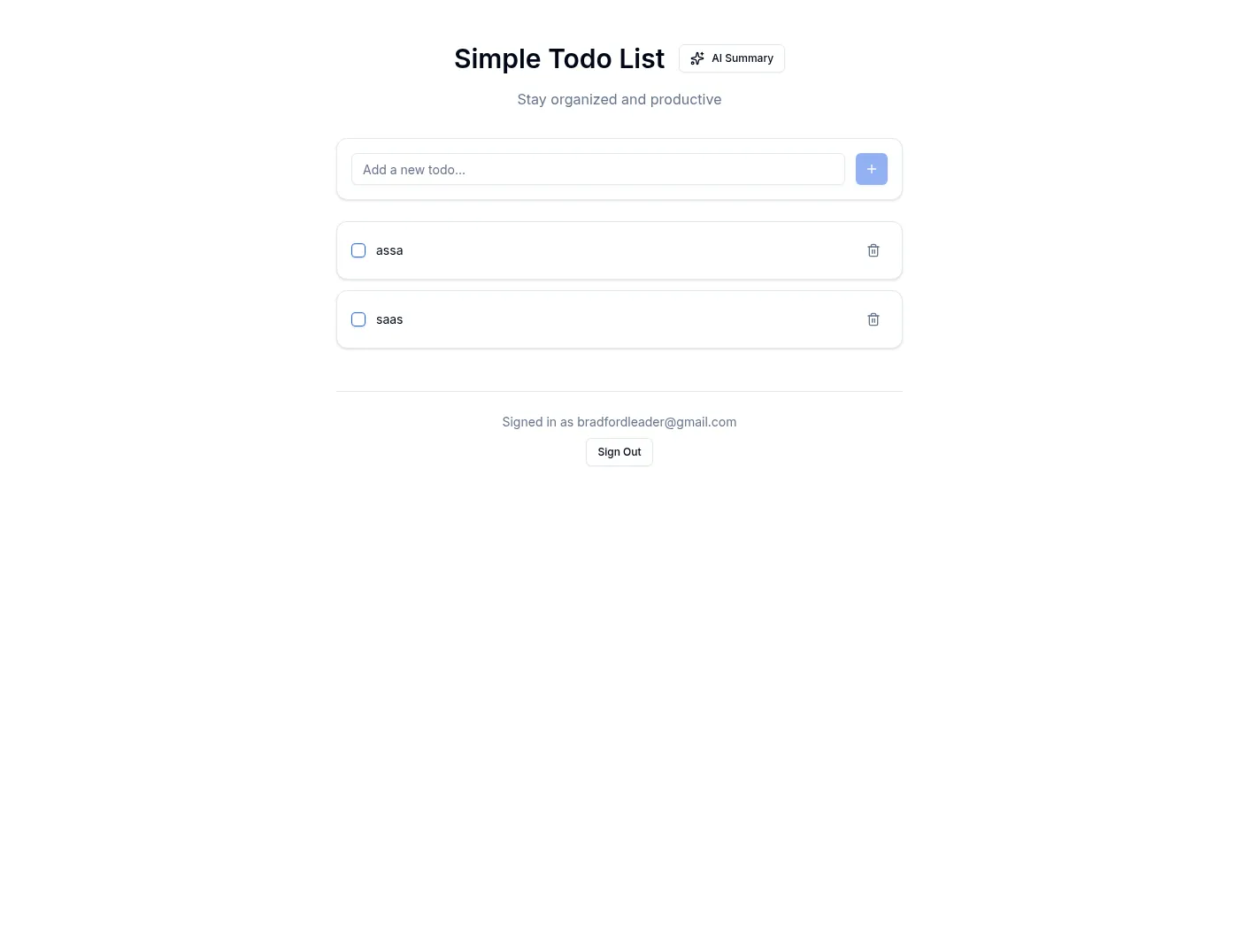 Simple UI Todo List