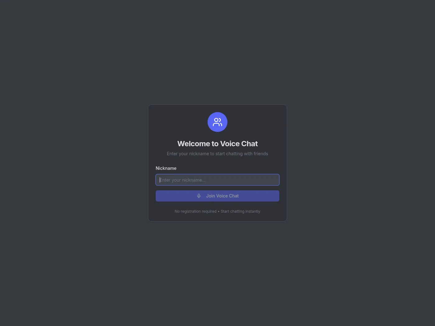 Simple Voice Chat Platform Without Registration