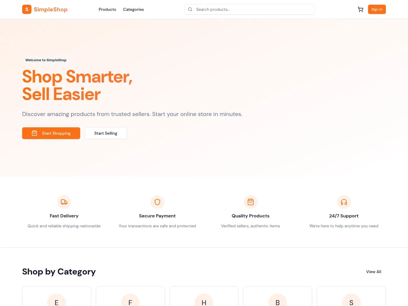 SimpleShop Ecommerce App