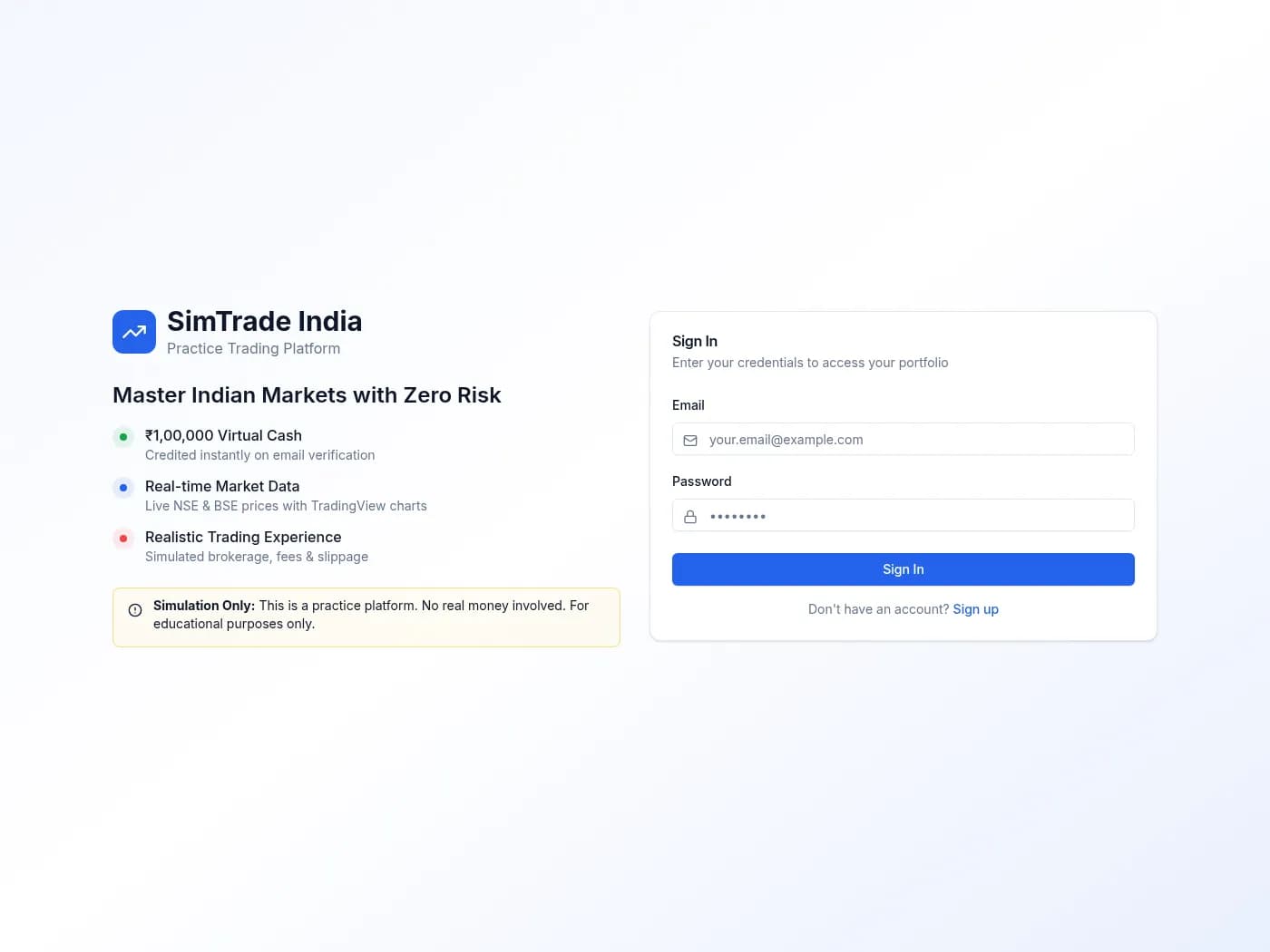 SimTrade India — Stock Market Practice Platform with Real-Time NSE & BSE Simulation