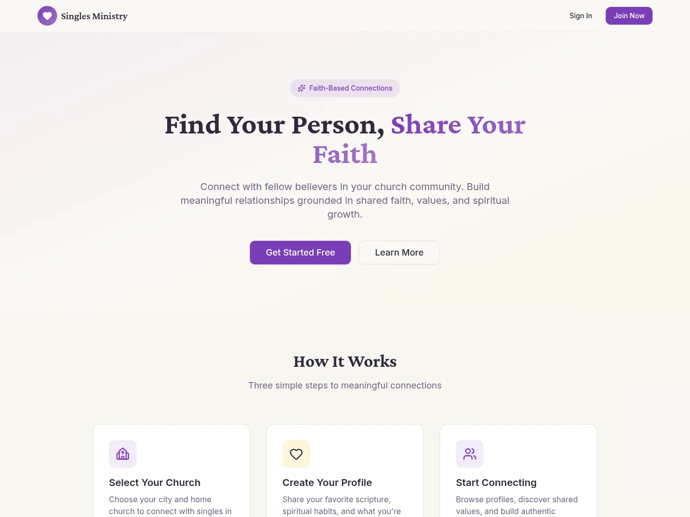 Singles Ministry Matchmaking Platform for Church Communities