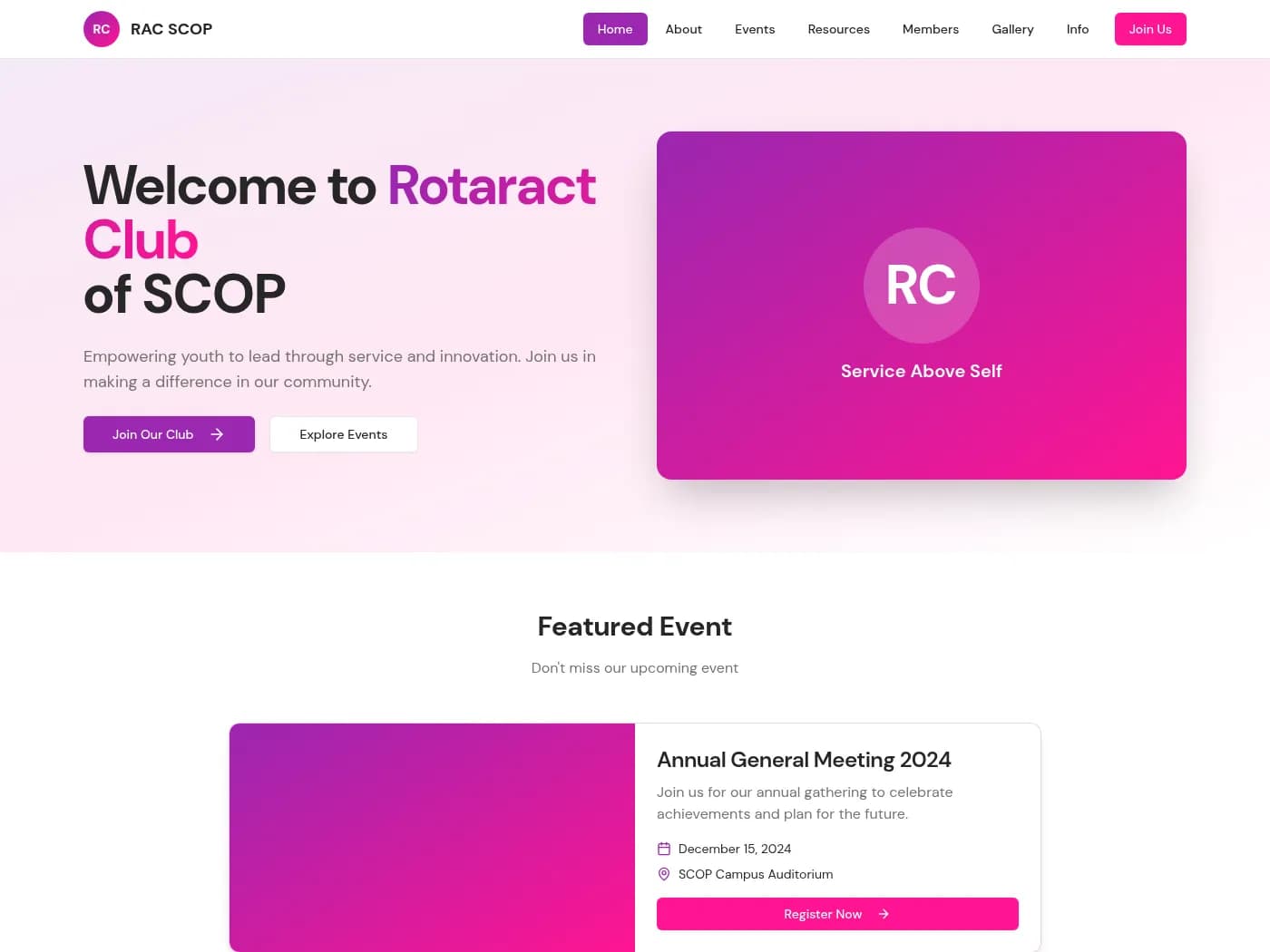 Sinhgad Rotaract Club Website Clone