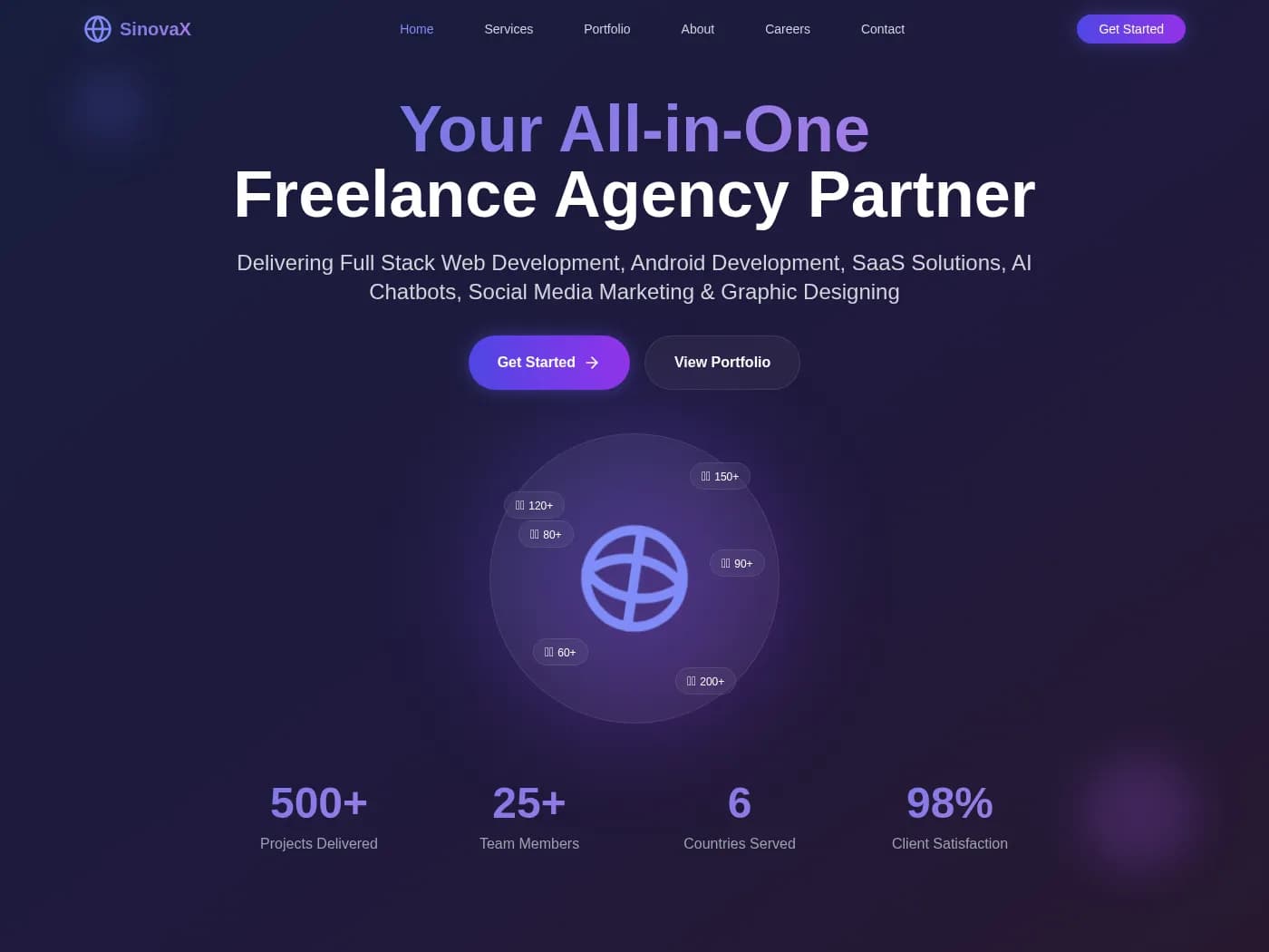 SinovaX Global Freelance Agency Website