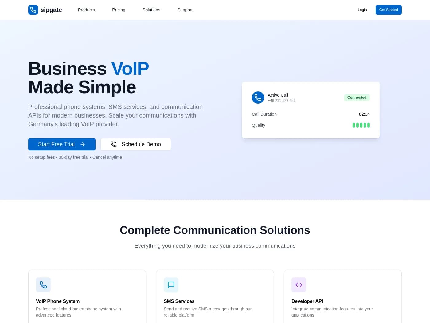 Sipgate Clone - VoIP Communication Platform