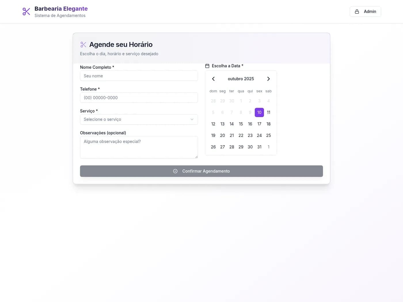 Sistema Completo de Agendamento de Cortes de Cabelo Online