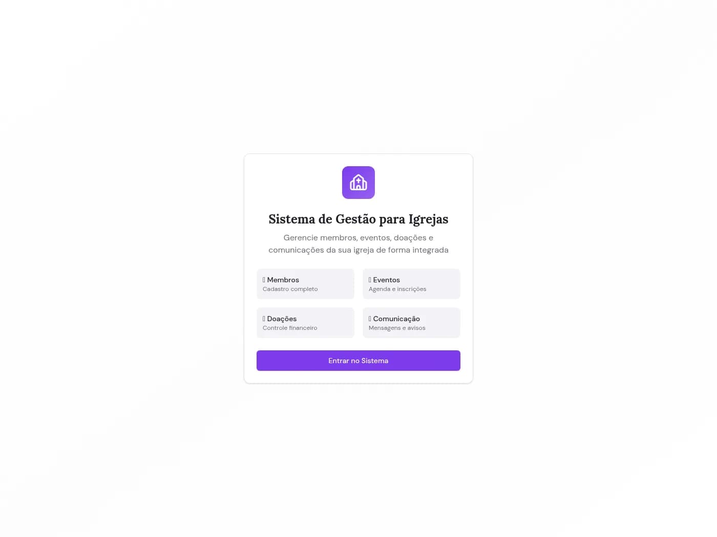 Sistema Completo de Gestão para Igrejas