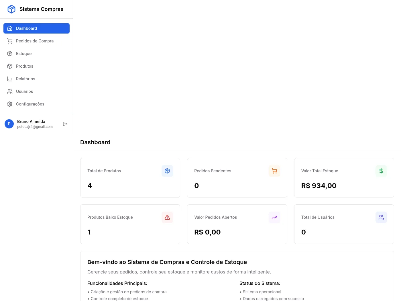 Sistema de Compras e Controle de Estoque Inteligente
