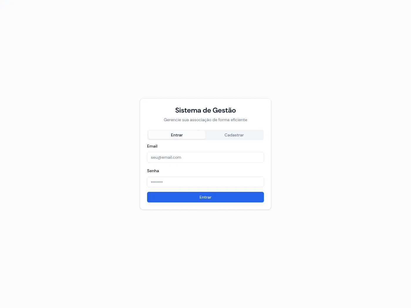 Sistema de Gestão para Associação
