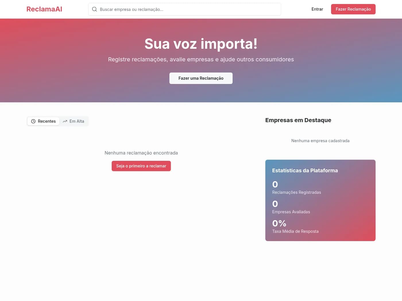 Sistema de Reclamações de Consumidores Inspirado no ReclameAQUI