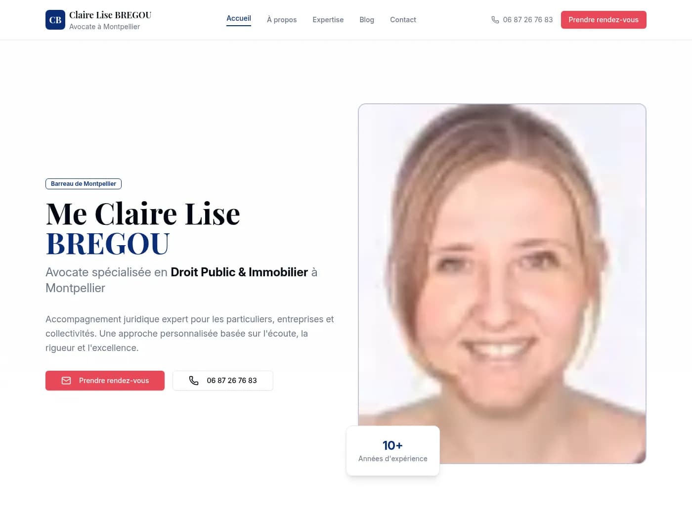 Site Web Premium pour Avocat : Claire Lise BREGOU – Public & Immobilier à Montpellier