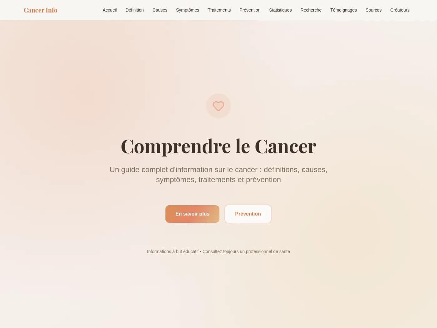 Site d'information sur le cancer (hors cancer du sein)