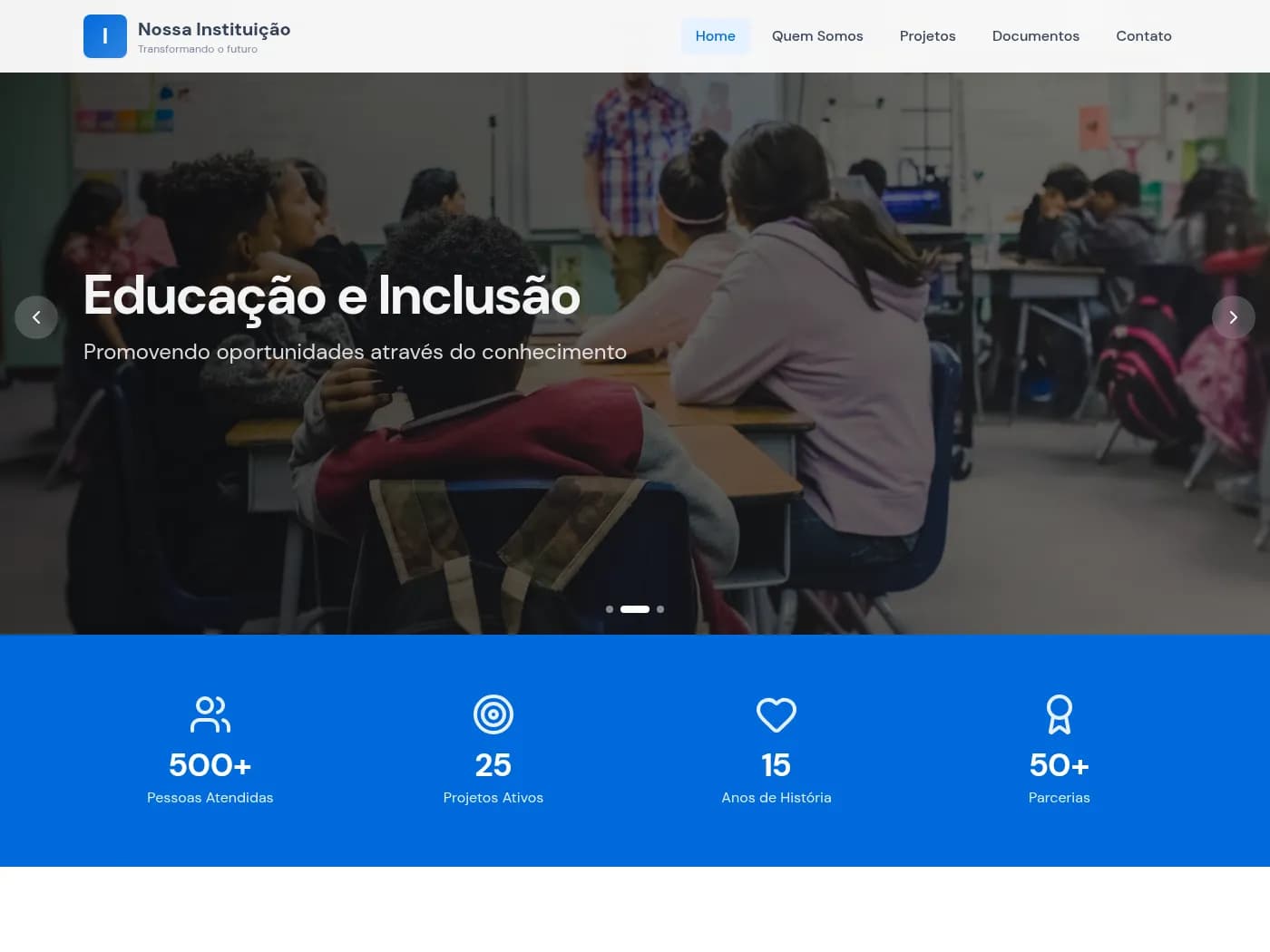 Instituição Online: Website Institucional Moderno e Informativo