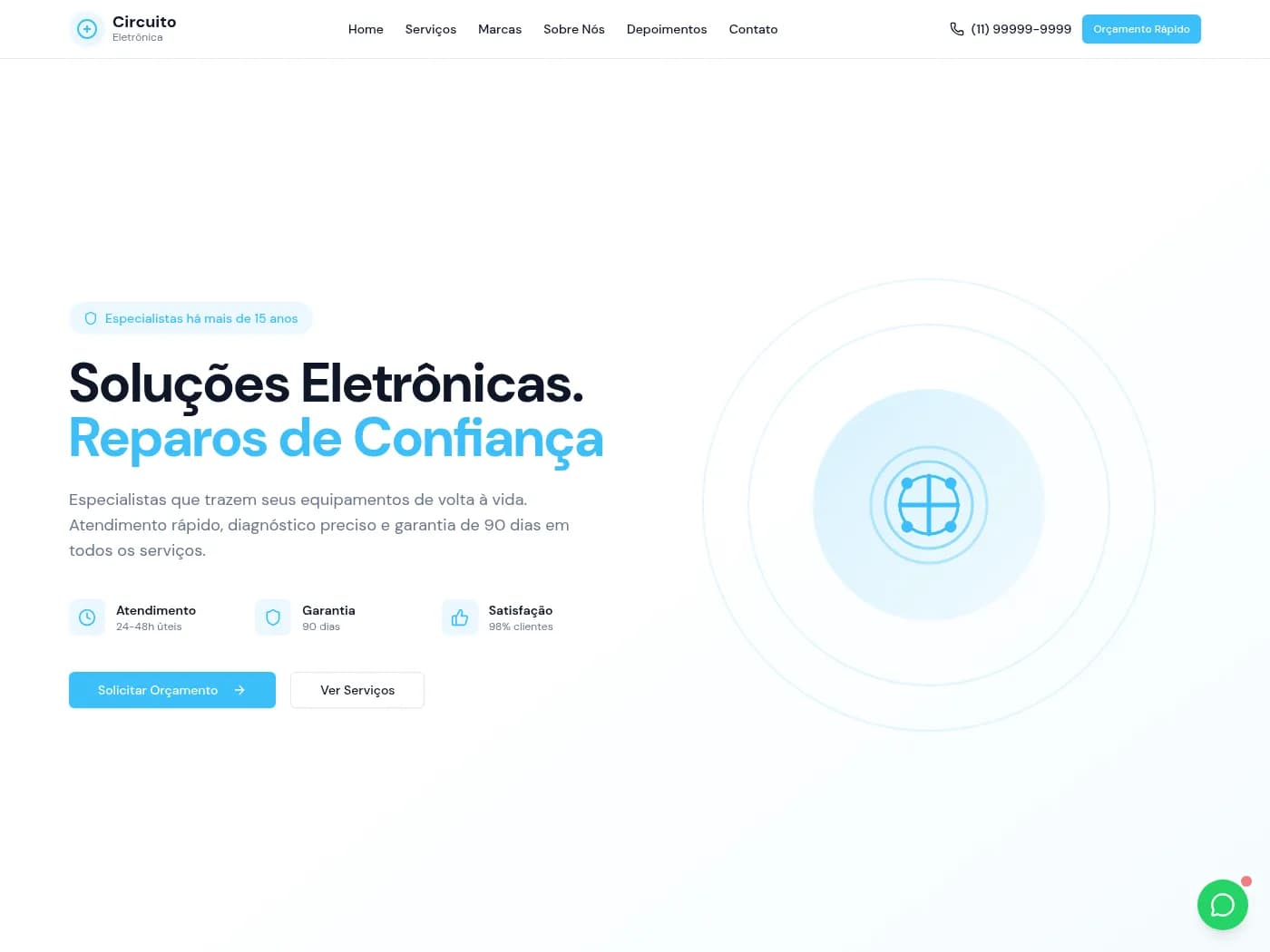 Website para Oficina de Eletrodomésticos com Orçamento Rápido e Atendimento Integrado