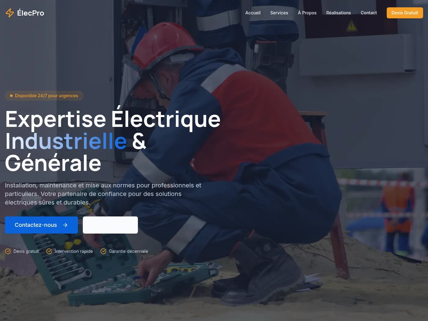 Site Web Professionnel pour Technicien en Électricité Générale et Industrielle