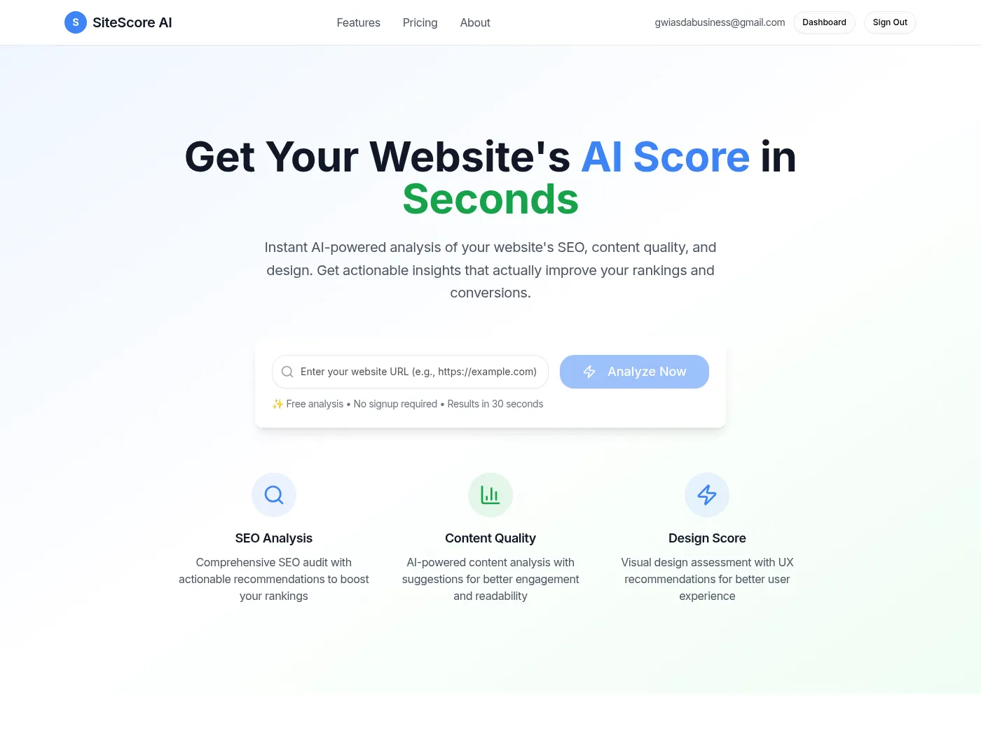 SiteScore AI – Smarte Website-Analyse für Startups & Freelancer