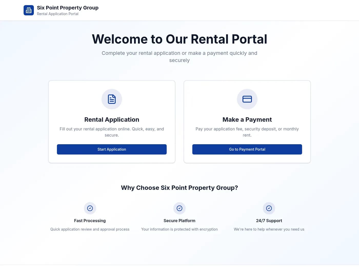 Six Point Property Group Rental Application & Payment Portal