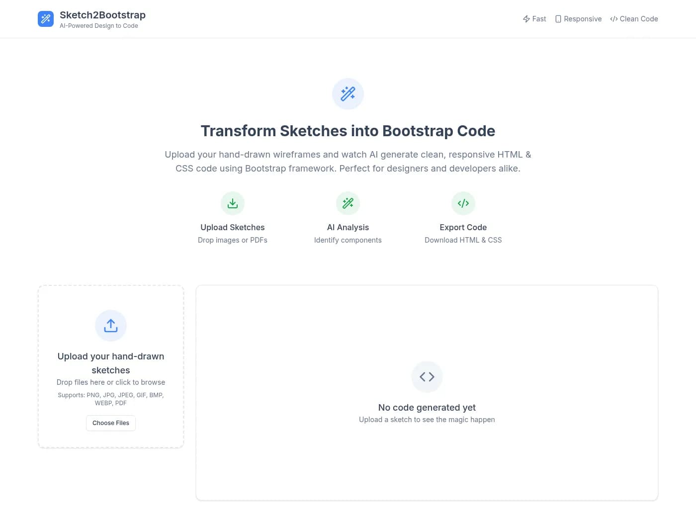Sketch2Bootstrap: AI-Powered Hand-Drawn Design to Responsive HTML/CSS Generator
