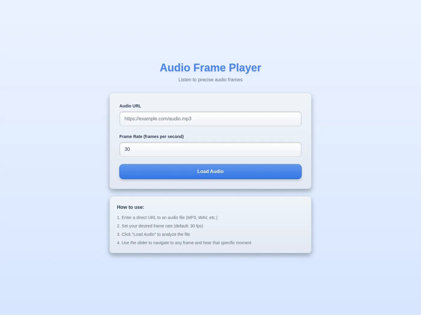 Frame-Specific Audio Playback App with Skeuomorphic iOS UI