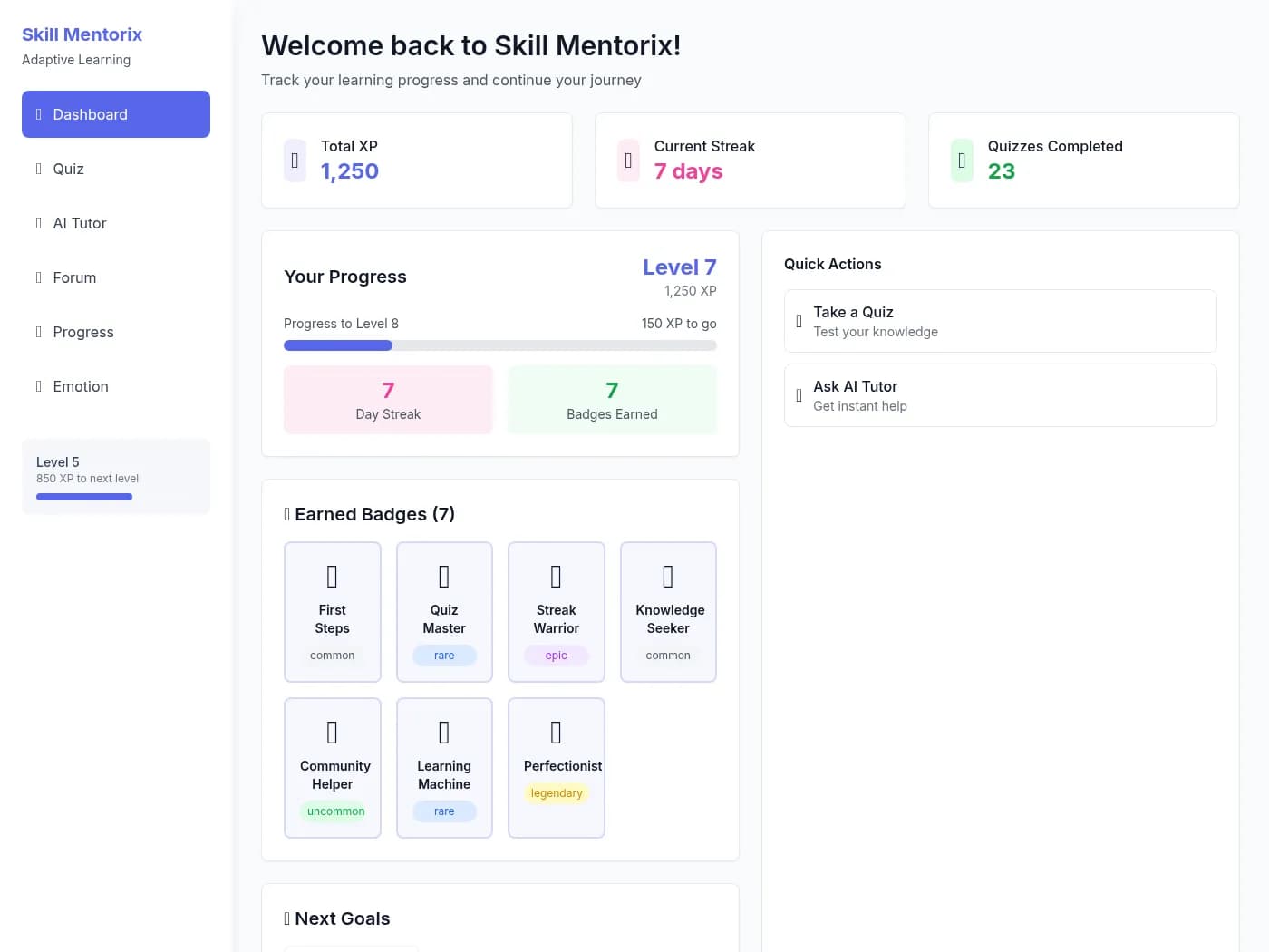 Skill Mentorix Interactive Frontend