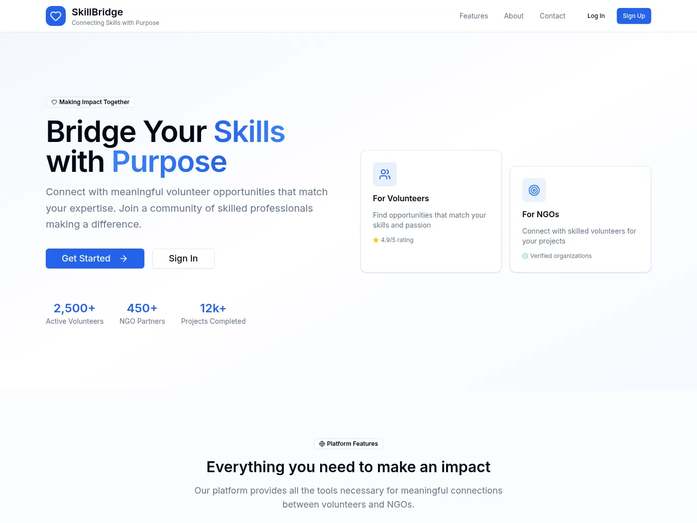 SkillBridge: A Full-Stack Platform for Volunteer and NGO Registration & Authentication