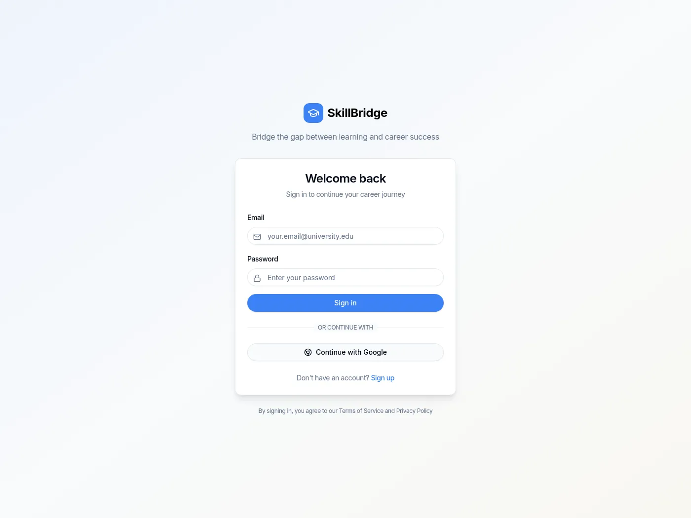 SkillBridge: Student Internship & Job Prep Platform UI