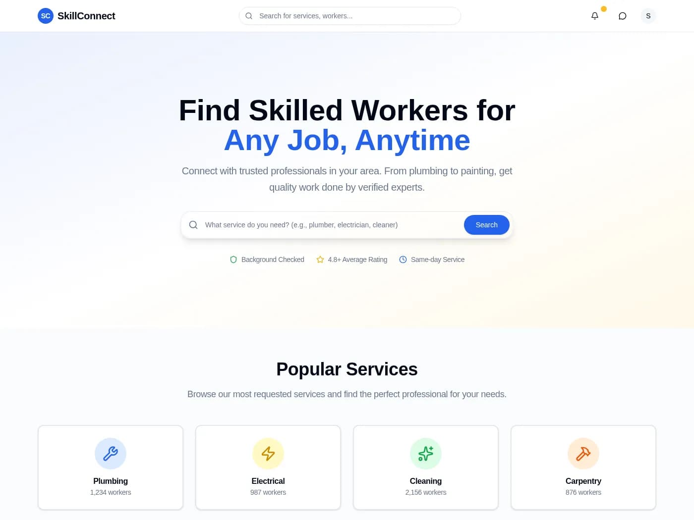 SkillConnect: On-Demand Service Marketplace Platform
