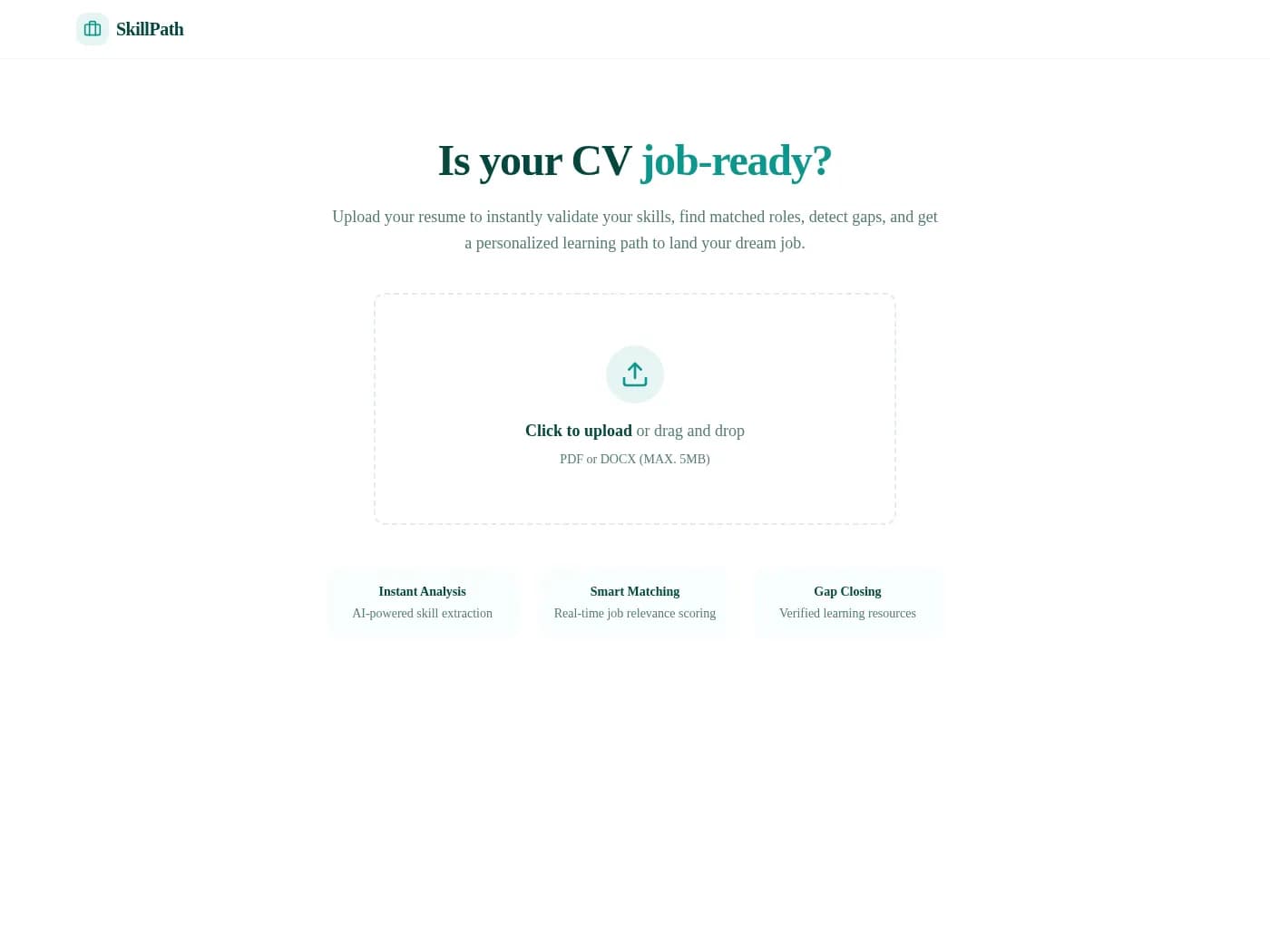 SkillPath: Single-Page Job Matching & Skill Gap Web App