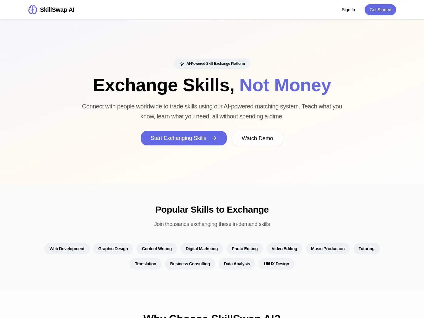 SkillSwap AI: The AI-Powered Global Skill Barter Platform