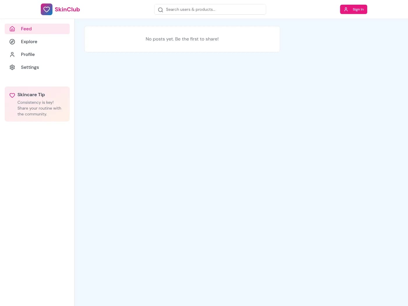 SkinClub Social Hub