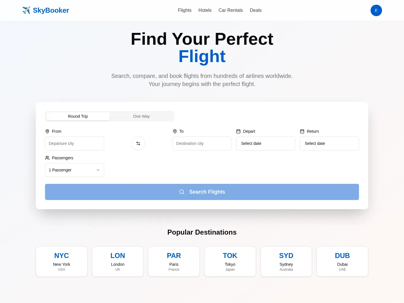 SkyBooker: Air Travel Booking Platform