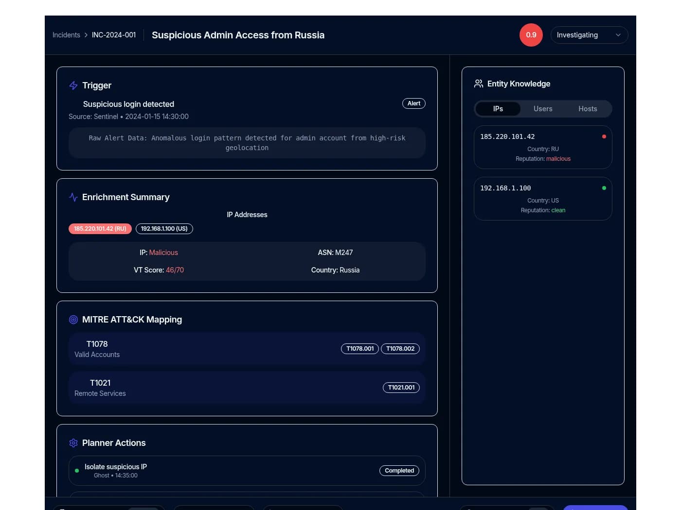 Skydda Incident Response Dashboard UI