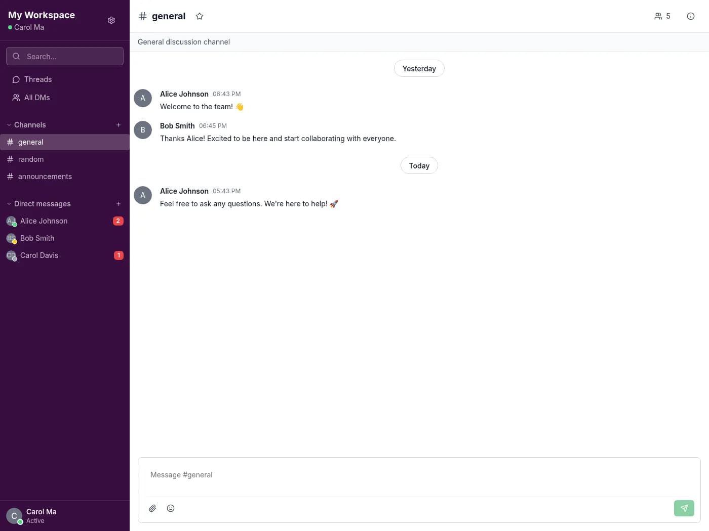 Slack Clone - Team Communication Platform