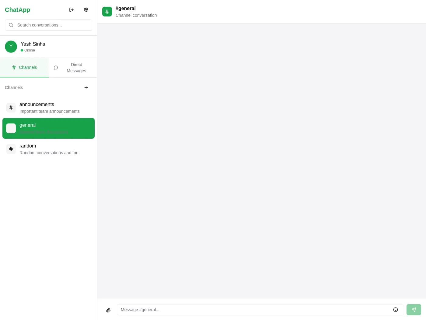 Slack-Inspired Chat Platform with WhatsApp UI
