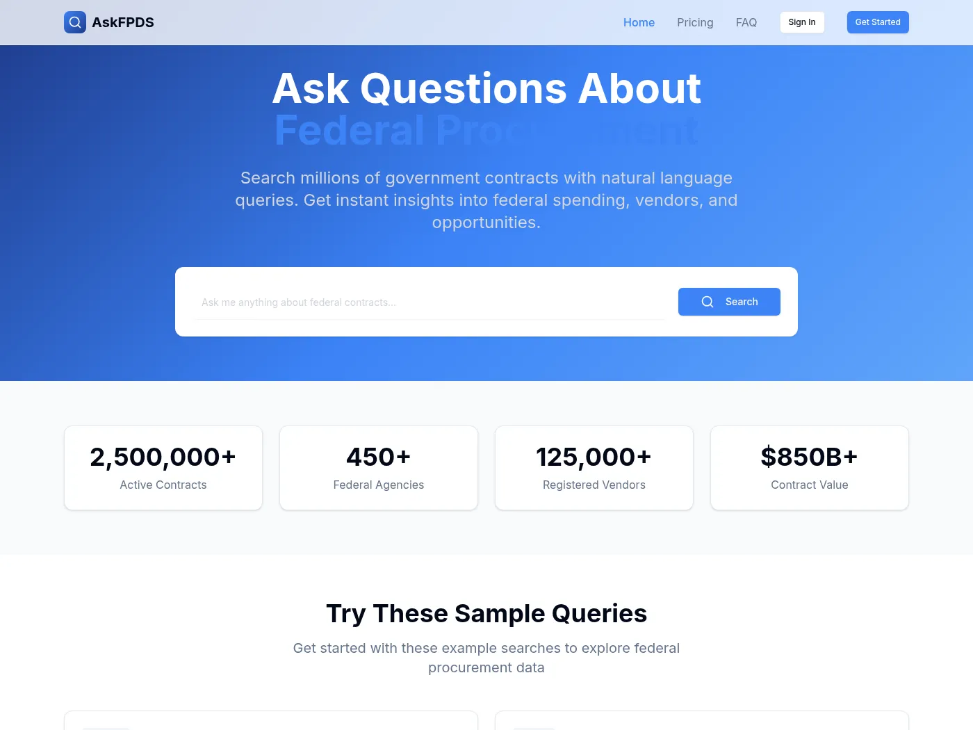 Sleek AskFPDS UI Redesign