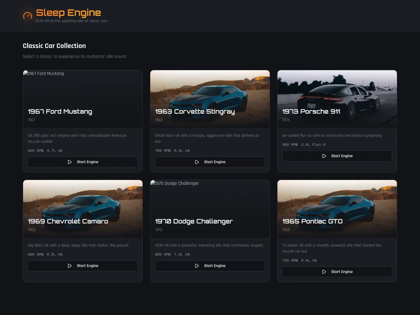 Sleep Engine: Classic Car Idle Sounds App