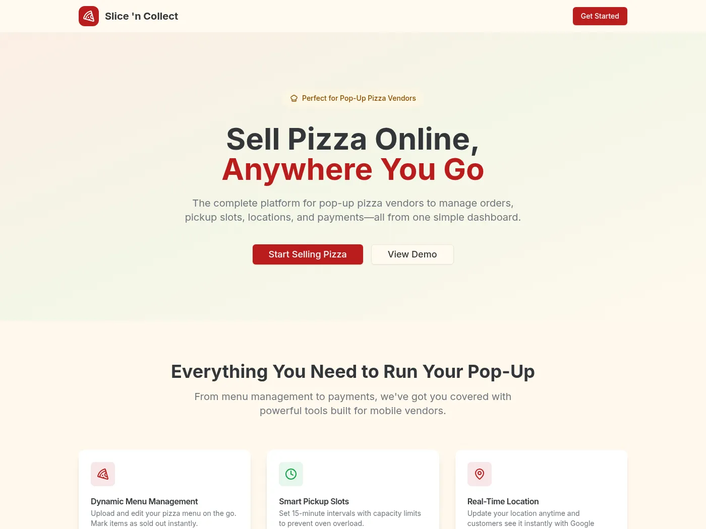 Slice ’n Collect: Online Orders for Pop-Up Pizza Vendors