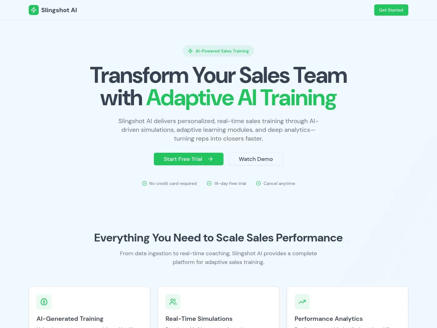Slingshot AI: Adaptive Sales Training SaaS